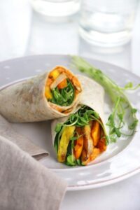 Grilled Fall Veggie Wrap With Red Pepper Hummus - Half Your Plate